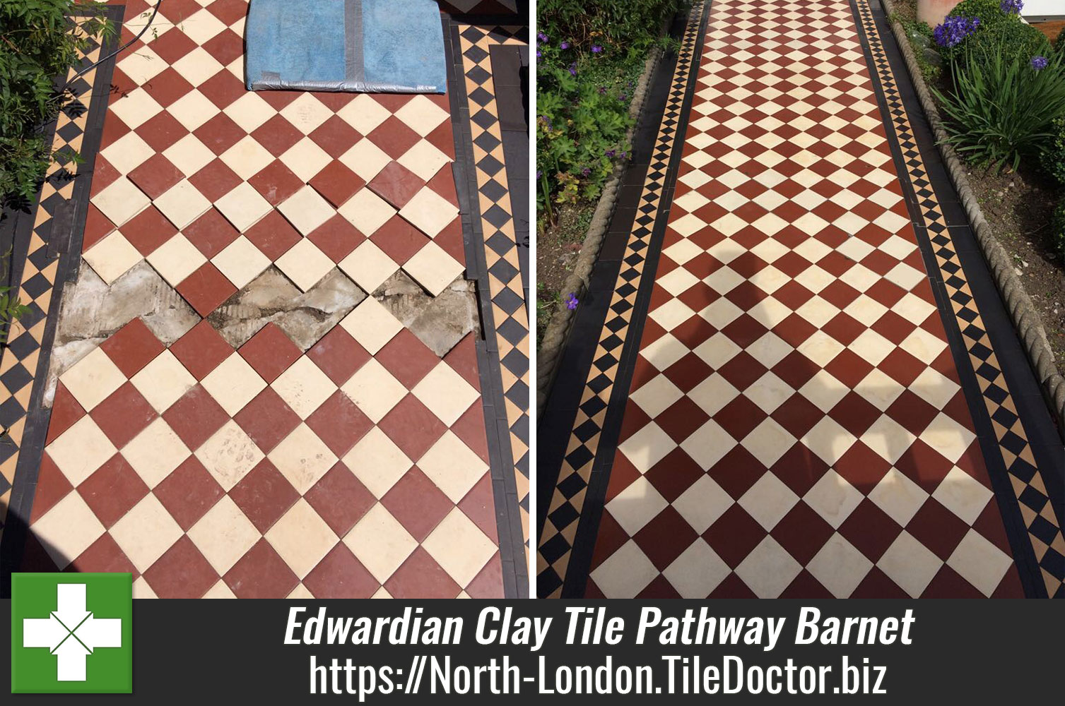 Edwardian Clay Tile Front Pathway in Barnet - North London Tile Doctor